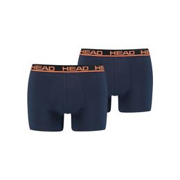 Boxershorts Head "Head BASIC BOXER 2P", Herren, Gr. XL, bunt (orange, blau), Obermaterial: 95% Baumwolle, 5% Elasthan, unifarben mit Farbeinsatz, k&ouml;rpernah, Unterhosen Boxershorts, mit elastischem Logobund