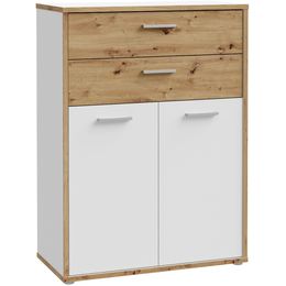 Kommode FORTE "Keflav", wei&szlig; (wei&szlig;, artisan eiche), B:84,5cm H:115,1cm T:41,5cm, Holzwerkstoff, Sideboards, Kommode, Breite 84,5 cm