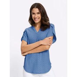 Kurzarmshirt "Kurzarm-Shirt", Damen, Gr. 52, mittelblau, 93% Polyester, 7% Elasthan, unifarben, Rundhals, Shirts Kurzarmshirt