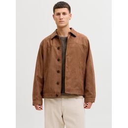 Jack & Jones Hemdjacke JACK & JONES "JJECASABLANCA SHACKET SN", Herren, Gr. XS, tobacco braun, Web, Obermaterial: 100% Polyester, unifarben, normal, Jacken Hemdjacke, mit auff&auml;lliger Knopfleiste