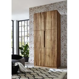 Kleiderschrank Home Affaire "Azelie, aus Wildeiche", braun (wildeiche natur), B:102cm H:223cm T:62cm, Massivholz, Schr&auml;nke, Kleiderschrank, Massivholz-Kleiderschrank, im 50 cm Raster planbar