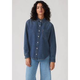 Levi's Jeansbluse LEVI'S "HARLIE BOYFRIEND SHIRT", Damen, Gr. L (40), play around, Web, Obermaterial: 100% Baumwolle, unifarben, relaxed fit Po-bedeckend, 2-Knopf-Manschette, Blusen Jeansbluse, mit Brusttasche
