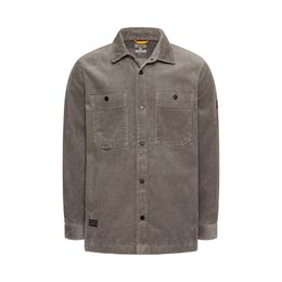 Langarmhemd Camel Active, Herren, Gr. L, N-Gr, stone grau, Cord, Obermaterial: 100% Baumwolle, unifarben, normal h&uuml;ftbedeckend, Rundhals, 1-Knopf-Manschette, Hemden Langarmhemd, Overshirt aus Cord