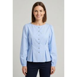 Langarmbluse RICHROYAL, Damen, Gr. 38, skyway blau, Web, Obermaterial: 100% Baumwolle, tailliert normal, Rundhals, Blusen Langarmbluse