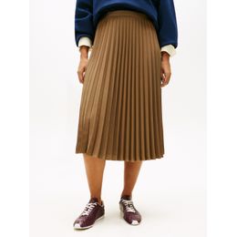 Plisseerock Tommy Hilfiger "FLUID PLEATED PULL ON MIDI SKIRT", Damen, Gr. 36, nordic taupe, Web, Obermaterial: 100% Polyester, unifarben, regular fit wadenlang, R&ouml;cke Plisseerock