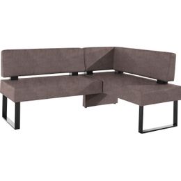 Eckbank OTTO HOME "Oliver mit Metallgestell, K&uuml;chenbank", braun (dunkelbraun (arizona 4412), schwarz), B:220cm H:89cm T:160cm, Holzwerkstoff, Massivholz, Polyester, Sitzb&auml;nke, Eckbank, verschiedene Bez&uuml;ge Cord Esszimmerbank OTTOs Choice