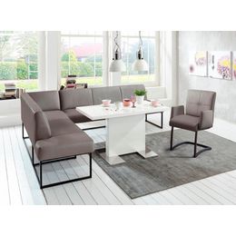 Eckbank exxpo - SOFA FASHION "Affogato, hoher Sitzkomfort, bequem", braun (schlamm), B:197cm H:82cm T:265cm, Struktur: Webvelour 100% Polyester, Sitzb&auml;nke, Eckbank, Frei im Raum stellbar