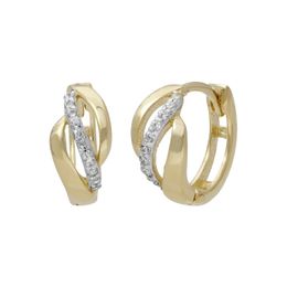 Paar Creolen Firetti "Schmuck Geschenk Gold 333 Ohrschmuck Gold glitzernd", gelb (gelbgoldfarben, wei&szlig;goldfarben, kristallwei&szlig;, kristallwei&szlig;), Ohrringe, Damen, 13mm, Gelbgold 333, Paar Creolen, mit Zirkonia (synth.)