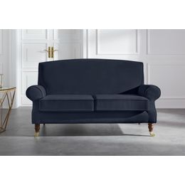 2-Sitzer Home Affaire "Rennes", blau (dunkelblau), B:160cm H:90cm T:93cm, Samtoptik (100% Polyester);Baumwollmix (50% Baumwolle, 50% Polyester), Sofas, 2-Sitzer, in Samtoptik oder Baumwoll-Mix