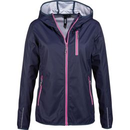 Softshelljacke LPO "MECATINA PEAK II WOMEN", Damen, Gr. 40 (M), blau (navy), 100% Polyester, k&ouml;rpernah, gerader Abschluss mit Gummizug, Jacken Softshelljacke, mit abnehmbarer Kapuze, Topseller