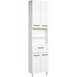 Hochschrank SAPHIR "Quickset Badschrank 50 cm breit, 4 T&uuml;ren, 2 Nischen, 1 Schublade", wei&szlig; (wei&szlig; glanz), B:50cm H:195,5cm T:20cm, Holzwerkstoff, Schr&auml;nke, Hochschrank, Badezimmer-Hochschrank inkl. T&uuml;rd&auml;mpfer, Griffe in Chrom gl&auml;nzend