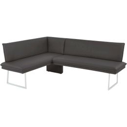 K+w Komfort & Wohnen Eckbank K+W KOMFORT & WOHNEN, braun (schoko), H:86cm T:60cm, Sitzb&auml;nke, Eckbank, mit Sattlernaht und schmaler Kufe, langer Schenkel rechts oder links