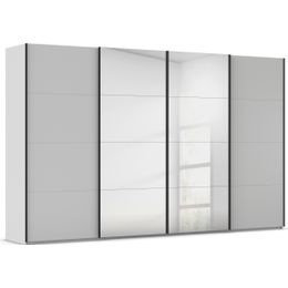 Schwebet&uuml;renschrank Rauch "Kleiderschrank Schrank Garderobe Schlafzimmerschrank SCALE-FYRA", grau (seidengrau, griffleisten schwarz), B:360cm H:223cm T:68cm, Holzwerkstoff, Schr&auml;nke, Schwebet&uuml;renschrank, edle viergeteilte T&uuml;ren mit Spiegel und vielen Farben MADE IN GERMANY