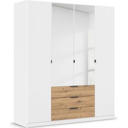 Dreht&uuml;renschrank Rauch "Kleiderschrank Schrank Garderobe Schlafzimmerschrank DAVOA", wei&szlig; (alpinwei&szlig;, eiche artisan), B:181cm H:230cm T:54cm, Holzwerkstoff, Schr&auml;nke, Dreht&uuml;renschrank, mit farblich abgesetzten Schubk&auml;sten in Eiche Artisan MADE IN GERMANY