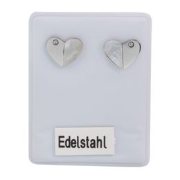 Adelia&acute;s Paar Ohrstecker ADELIA&acute;S "Damen Ohrringe &iquest; Ohrstecker Herz aus Edelstahl mit Perlmutt", silber, Ohrringe, Damen, Edelstahl, Paar Ohrstecker