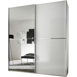 Schwebet&uuml;renschrank STAUD "Sinfonie Plus, edles Design in hochwertiger Qualit&auml;t, Made in Germany", alpinwei&szlig;glas, B:225cm H:222cm T:68cm, Holzwerkstoff, Schr&auml;nke, Schwebet&uuml;renschrank, Glas und Spiegel-Frontkombination mit vier Ausstattungsvarianten