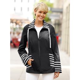 Langjacke Classic Basics, Damen, Gr. 42, schwarz-wei&szlig; (schwarz, wei&szlig;), 100% Polyester, gemustert, gestreift, mehrfarbig, Jacken Langjacke