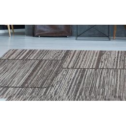 Teppich Calo-deluxe "Roxy 120" Gr. 3, beige (natur, grau), B:120cm H:6mm L:170cm, Baumwolle, Kunstfaser, Wolle, Teppiche, Teppich, Jacquard, Flachgewebe, Wohnzimmer, Esszimmer