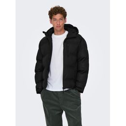 Only & Sons Steppjacke ONLY & SONS "ONSMATHIS PUFFER OTW", Herren, Gr. M, schwarz, Web, Obermaterial: 100% Polyester, unifarben, B&uuml;ndchen, Jacken Steppjacke