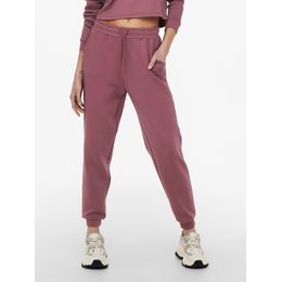 Sweathose Only Play "ONPLOUNGE HW SWEAT PNT - NOOS", Damen, Gr. L, N-Gr, rose braun, Sweatware, Obermaterial: 80% Polyester, 15% Viskose, 5% Elasthan, unifarben, regular fit kn&ouml;chellang, Hosen Sweathose, mit Kordelzug