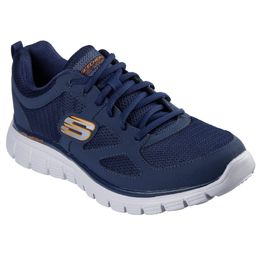 Sneaker Skechers "BURNS-AGOURA", Herren, Gr. 46, navy, orange, Leder, Textil, kontrastfarbene Details, Schuhe Sneaker, Schn&uuml;rschuh, Sportschuh mit Memory Foam