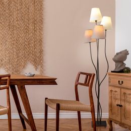 N&auml;ve N&Auml;VE Stehlampe "Boho", braun, 4, &Oslash; 15,5cm H: 140cm, 1 Stk., Leuchten, 4flg., E14, Textilschirme 2x beige, 2x braun, inkl. Fu&szlig;schalter, Stehlampe