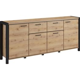 Sideboard Home Affaire "Aktiv", braun (taurus), B:213cm H:91cm T:41cm, Dekorfolie, FSC-zertifizierter Holzwerkstoff, MDF, Sideboards, Sideboard, Breite 213 cm