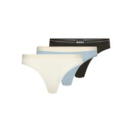 String BOSS "3P THONG", Damen, Gr. L, 3 Stk., bunt (open miscellaneous 964), Jersey, Obermaterial: 90% Baumwolle, 10% Elasthan, k&ouml;rpernah, Unterhosen String, mit BOSS Logobund