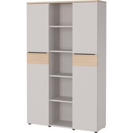 Aktenschrank Germania "GW-Oviedo", kaschmir, lindberg, eiche, nachbildung, B:120cm H:197cm T:40cm, Holzwerkstoff, Metall, Schr&auml;nke, Aktenschrank, mit verstellbaren Einlegeb&ouml;den
