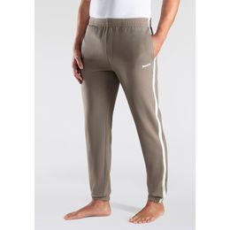 Relaxhose BENCH. LOUNGEWEAR "lange Relaxhose, Sweathose", Herren, Gr. XXL (60/62), N-Gr, grau (taupe), angeraute Sweatware, Obermaterial: 60% Baumwolle, 40% Polyester, unifarben mit Farbeinsatz, Basic, bequem lang, Hosen Relaxhose, aus leichter Sweat-Qualit&auml;t