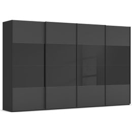 Schwebet&uuml;renschrank Rauch "Kleiderschrank Schrank Garderobe Schlafzimmerschrank SCALE-FYRA", schwarz (schwarz, glas schwarz), B:360cm H:223cm T:68cm, Holzwerkstoff, Schr&auml;nke, Schwebet&uuml;renschrank, edle T&uuml;ren viergeteilt Glas matt/gl&auml;nzend viele Farben MADE IN GERMANY