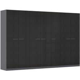 Dreht&uuml;renschrank Rauch "Kleiderschrank Schrank Garderobe TOPSELLER OTELI inkl. Inneneinteilung", graumetallic, hochglanz effektgrau, B:315cm H:210cm T:54cm, Holzwerkstoff, Schr&auml;nke, Dreht&uuml;renschrank, mit zus&auml;tzlichen Einlegeb&ouml;den, optional mit Spiegel MADE IN GERMANY