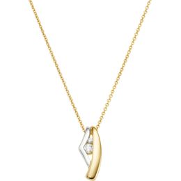 Kette mit Anh&auml;nger Firetti "Schmuck Geschenk Gold 375 Halsschmuck Goldkette bicolor", gelb (gelbgoldfarben, wei&szlig;goldfarben, kristallwei&szlig;), Halsketten, Damen, Gelbgold 375, L: 45 B: 0,9mm, Kette mit Anh&auml;nger, mit Zirkonia (synth.), B:0,9mm