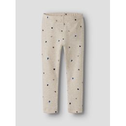 Leggings name it "NMFNUTTI LEGGING NOOS", M&auml;dchen, Gr. 104, N-Gr, peyote melange aop:hearts, Rippware, Obermaterial: 57% Baumwolle, 38% Modal, 5% Elasthan, bedruckt, Hosen Leggings