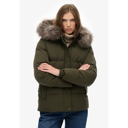Steppjacke Superdry "EVEREST 5 BAFFLE PUFFER JKT", Damen, Gr. S, army khaki gr&uuml;n, Steppware, Obermaterial: 100% Polyester, unifarben, relaxed fit normal, Jacken Steppjacke, Kunstfaser, relaxed fit