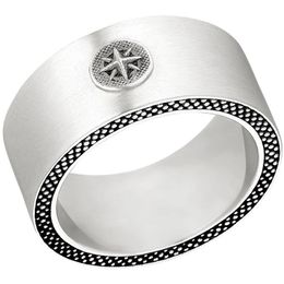 Fingerring s.Oliver "Kompass-Motiv" Gr. 64, silber (edelstahlfarben), Fingerringe, Herren, 64, Edelstahl, 9mm, Fingerring