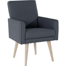 Sessel exxpo - SOFA FASHION "Lungo, Loungesessel mit moderner Kedernaht, bequem und elegant", grau (anthrazit), B:64cm H:89cm T:67cm, Sessel, Sessel, Breite 64 cm, hoher Holzfu&szlig;