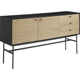 Sideboard Salesfever "Torsby Chic Kommode f&uuml;r moderne Wohnwelten", beige (natur), B:160cm H:85cm T:40cm, Furnier, MDF, Metall, Sideboards, Sideboard, Scandi Design Kommode - skandinavische Eleganz pur