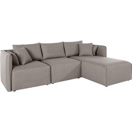 Ecksofa OTTO HOME "N&ouml;re L-Form", grau, B:262cm H:74cm T:172cm, Struktur (100% Polypropylene), Sofas, Ecksofa, 3 Teile, in vielen Bezugsqualit&auml;ten und Farben. Modulteile s. "N&ouml;re"