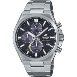 Chronograph CASIO EDIFICE, silber (edelstahlfarben, schwarz), Armbanduhren, Herren, Chronograph, Solaruhr, Armbanduhr, Herrenuhr, Saphirglas, Edelstahlarmband
