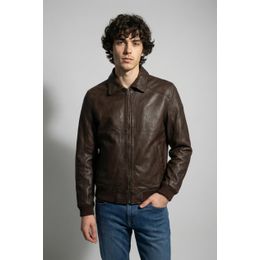Lederjacke Mauritius "MMCrovig", Herren, Gr. XL (54), braun, Obermaterial: 100% Schafsleder. B&uuml;ndchen: 84% Baumwolle, 14% Elasthan, 2% Polyester. Futter: 100% Baumwolle. &Auml;rmelfutter: 100% Polyester, unifarben, regular fit normal, Rippb&uuml;ndchen, Jacken Lederjacke, mit Umlegekragen