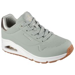 Sneaker Skechers "UNO GOLDEN AIR", Damen, Gr. 35, gr&uuml;n (sage gr&uuml;n), Lederimitat, Schuhe Sneaker, Freizeitschuh, Halbschuh, Schn&uuml;rschuh mit Metallic-Einsatz