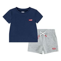 Shirt & Shorts LEVI'S KIDS "LVB BATWING TEE & KNIT SHORT S", Jungen, Gr. 12M (80), blau (marineblaus), Obermaterial: 60% Baumwolle, 40% Polyester, KOB Set-Artikel Shirt & Shorts, mit Markenlabel - supersoft