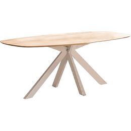 Esstisch Home Affaire "Vermont", beige (natur, wei&szlig;, natur), B:200cm H:77cm T:105cm, Tische, Esstisch, aus massiver Eiche mit robustem Metallgestell