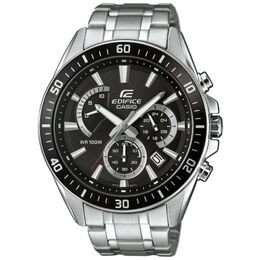 Chronograph CASIO EDIFICE, silber (schwarz, silberfarben), Armbanduhren, Herren, Chronograph, Quarzuhr, Armbanduhr,Herrenuhr, bis 10bar wasserdicht,Edelstahlarmband