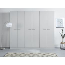 Dreht&uuml;renschrank Rauch "Kleiderschrank Schrank Garderobe TOPSELLER OTELI inkl. Inneneinteilung", grau (seidengrau), B:271cm H:229cm T:54cm, Holzwerkstoff, Schr&auml;nke, Dreht&uuml;renschrank, mit zus&auml;tzlichen Einlegeb&ouml;den, optional mit Spiegel MADE IN GERMANY