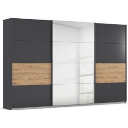 Schwebet&uuml;renschrank Rauch "Kleiderschrank Schrank Garderobe Ankleide Schlafzimmerschrank CORTONA", grau (graumetallic, eiche artisan), B:360cm H:229cm T:62cm, Holzwerkstoff, Schr&auml;nke, Schwebet&uuml;renschrank, inkl. Inneneinteilung, 2 Stoffboxen extra Einlegeb&ouml;den MADE IN GERMANY