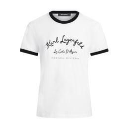 K by KARL LAGERFELD Karl Lagerfeld T-Shirt 'C&Atilde; ́te D'Azur' Damen Gr&ouml;&szlig;e XXL schwarz / wei&szlig;