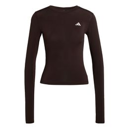 adidas Performance Funktionsshirt 'Power Essentials' Damen Gr&ouml;&szlig;e M dunkelbraun / wei&szlig;