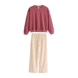 next Pyjama Damen Gr&ouml;&szlig;e 5XL beige / dunkelrot Winterkleid